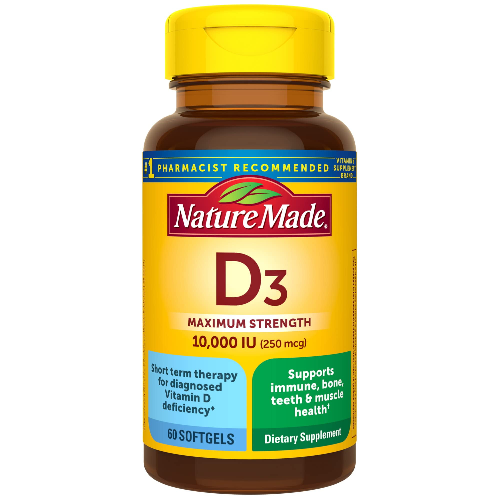 Suplemento de vitamina D3 de la naturaleza, 10000 UI, 60 cápsulas ...