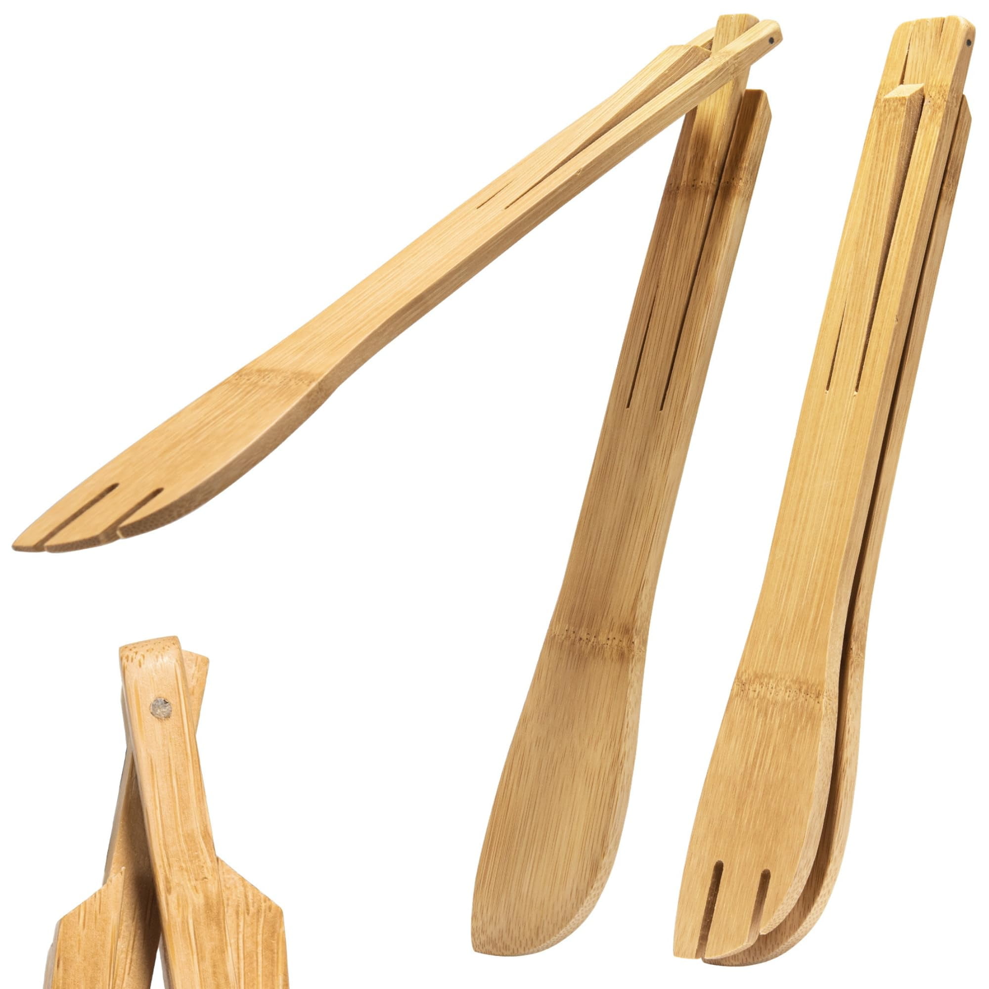Pinzas para ensalada de bambú versátiles: pinzas para cocinar de madera ...