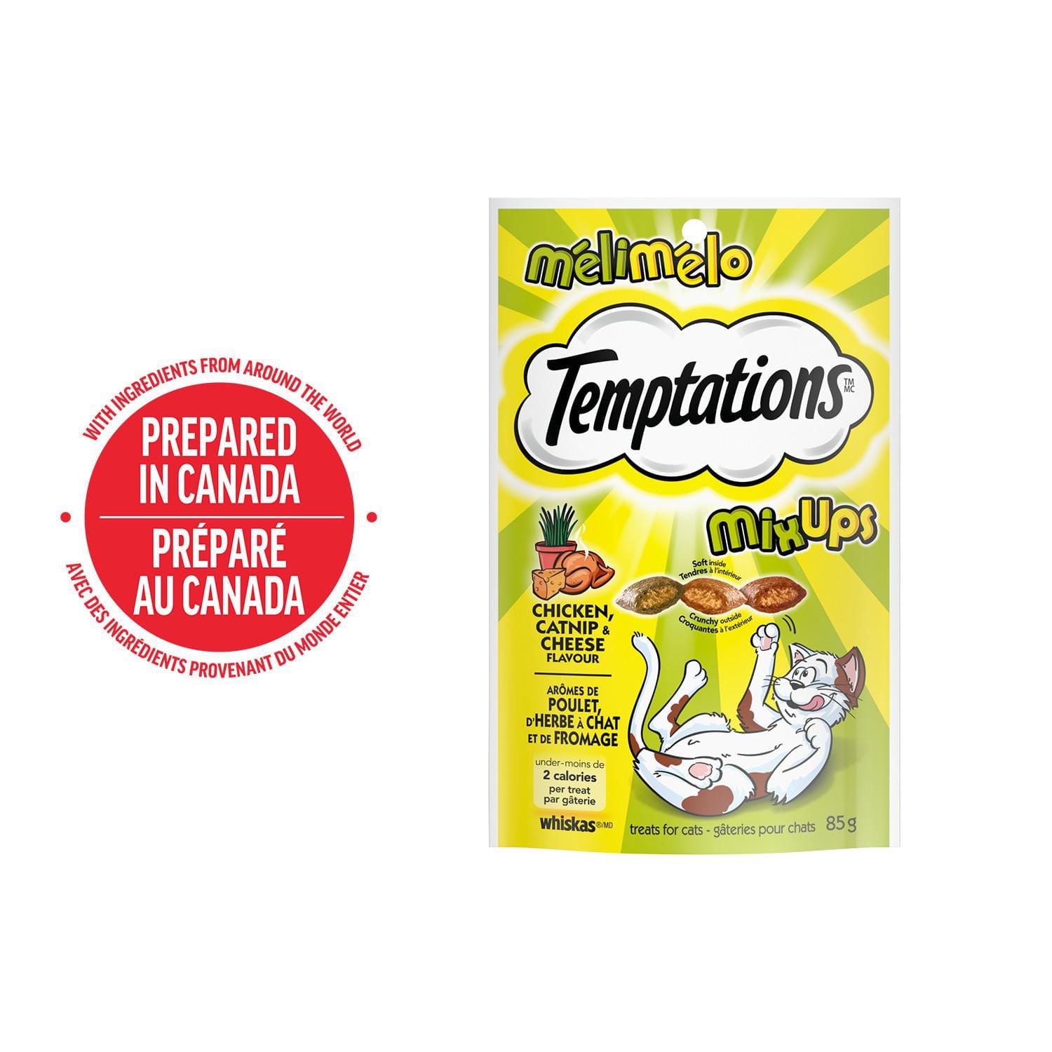 Temptations MixUps Chicken, Catnip & Cheddar Flavour Soft & Crunchy ...