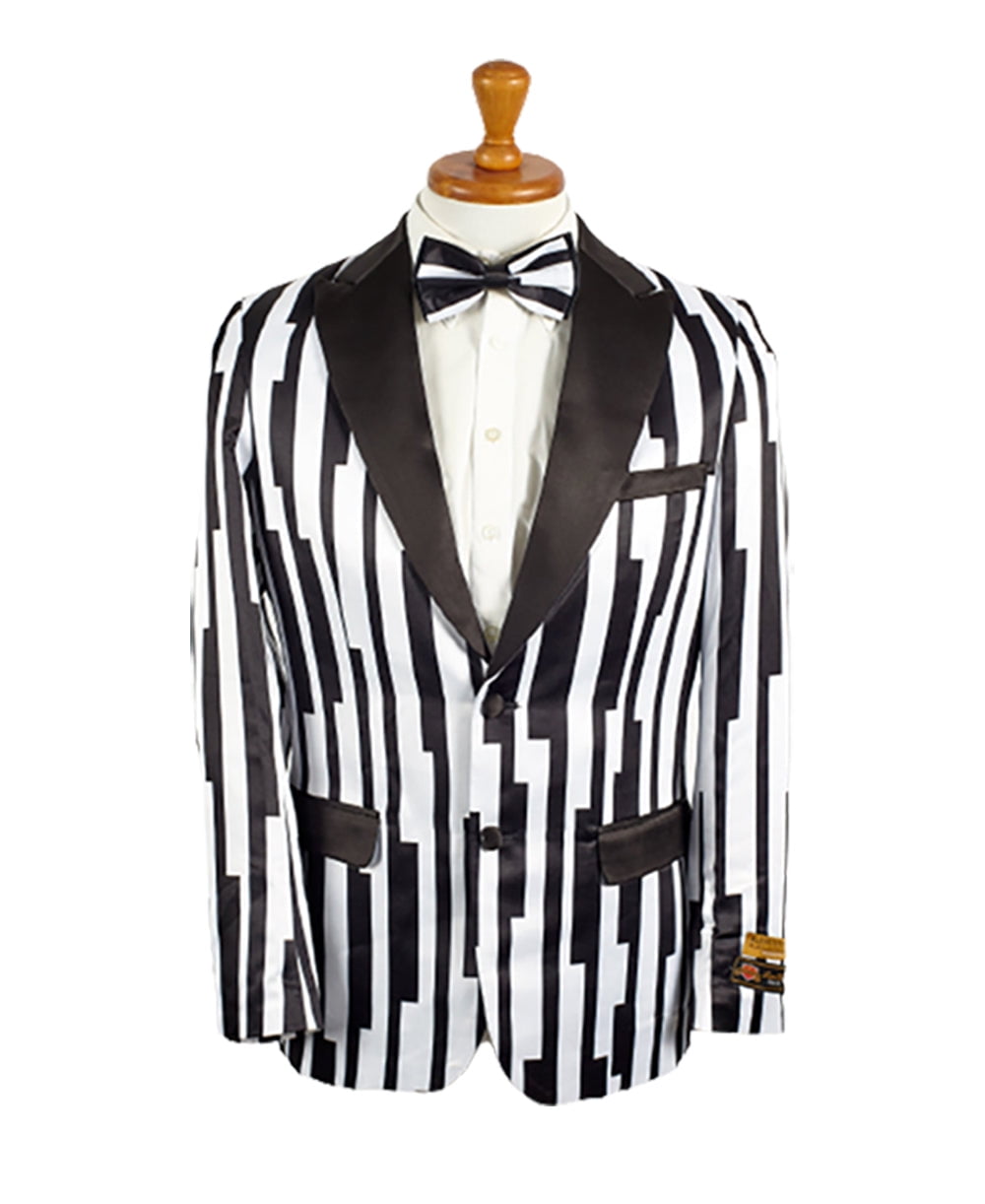 Mens 2 Button Black & White Piano Key Blazer By Alberto Nardoni Brand ...