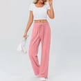 ASDFVBKG Women Wide Leg Linen Pants Casual Elastic Pants Beach Vacation ...