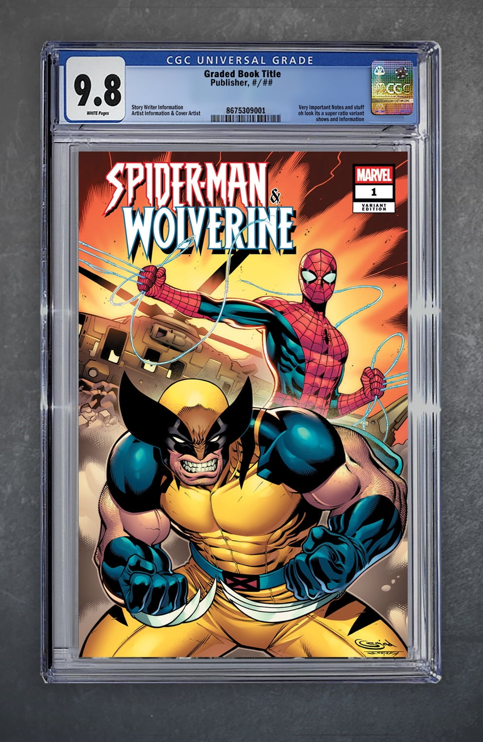 Spider-Man & Wolverine 1 CGC Universal Series 9.8 Sajad Shah Variant A Trade LTD 3000 - Walmart.com
