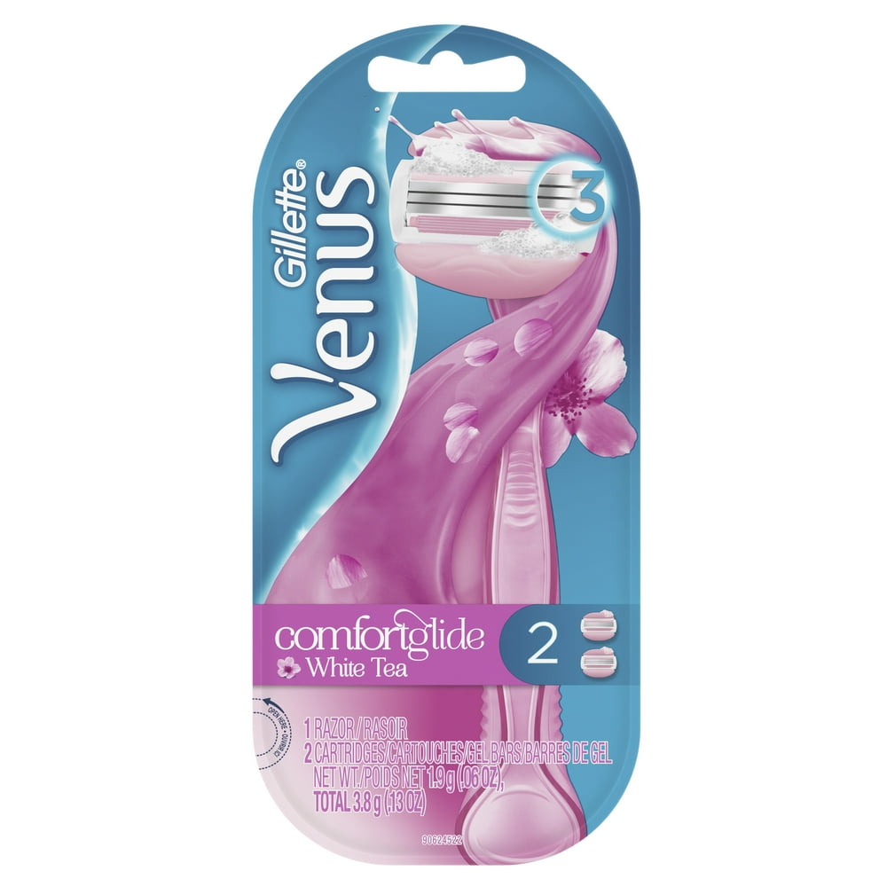 Gillette Venus ComfortGlide Womens Razor, White Tea, 2 Blade Refills ...
