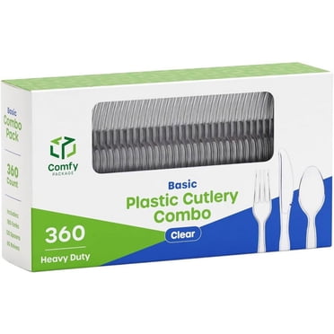 Walmart 180-Pack Disposable Silverware: Clear Plastic Cutlery Set for ...