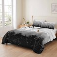3 Pieces King Quilt Set,Foggy Forest Gradient Black Shadow Soft Bedding ...