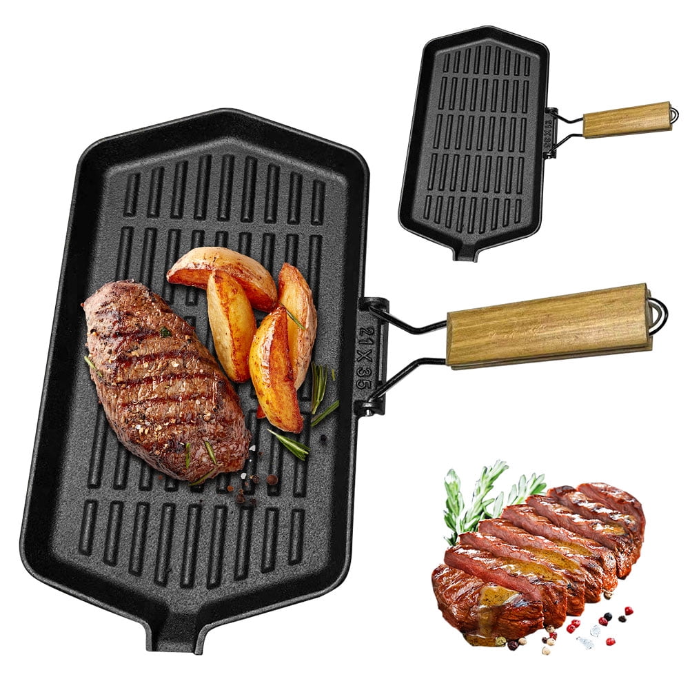 Click here for Yangshaomei 31x19cm Cast Iron Grill Pan Rectangula... prices