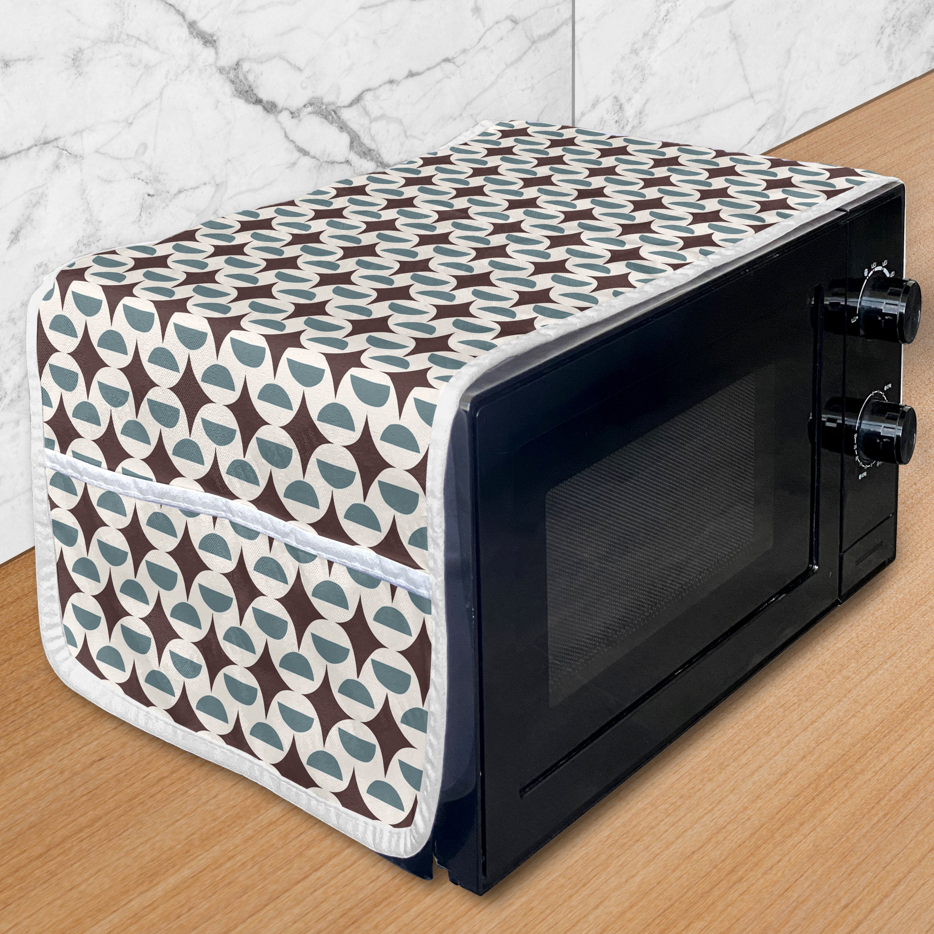 Retro Microwave Oven Cover, Vintage Geometric Funky Half Circles and ...