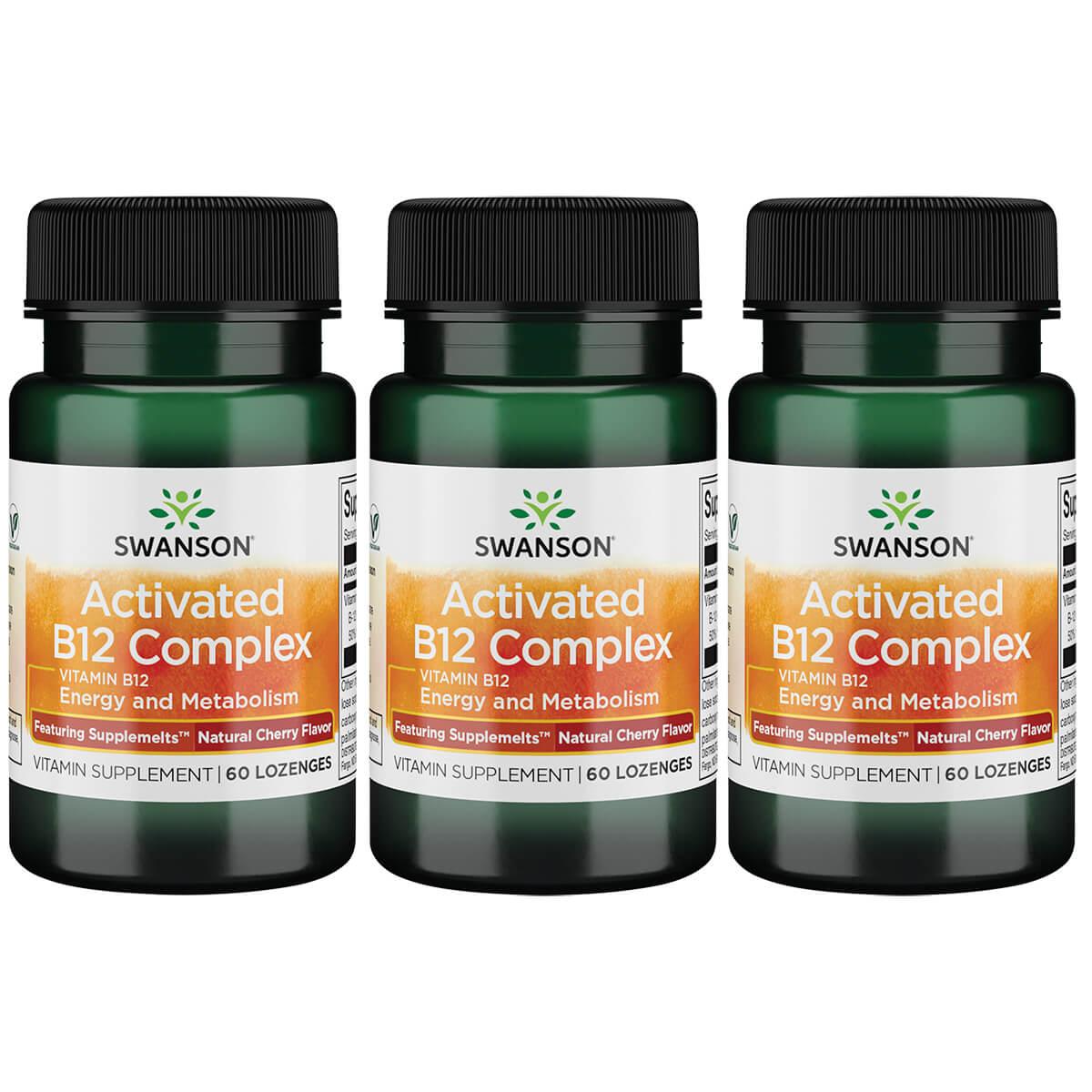 Swanson Activated B12 Complex - Natural Cherry Flavor 2,000 mcg 60 Loz ...