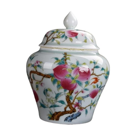 Glazed Ceramic Ginger Jar Table Centerpiece Tea Storage with Lid Home ...