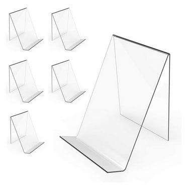 6 PCS Acrylic Book Stand with Ledge, Clear Acrylic Display Easel ...