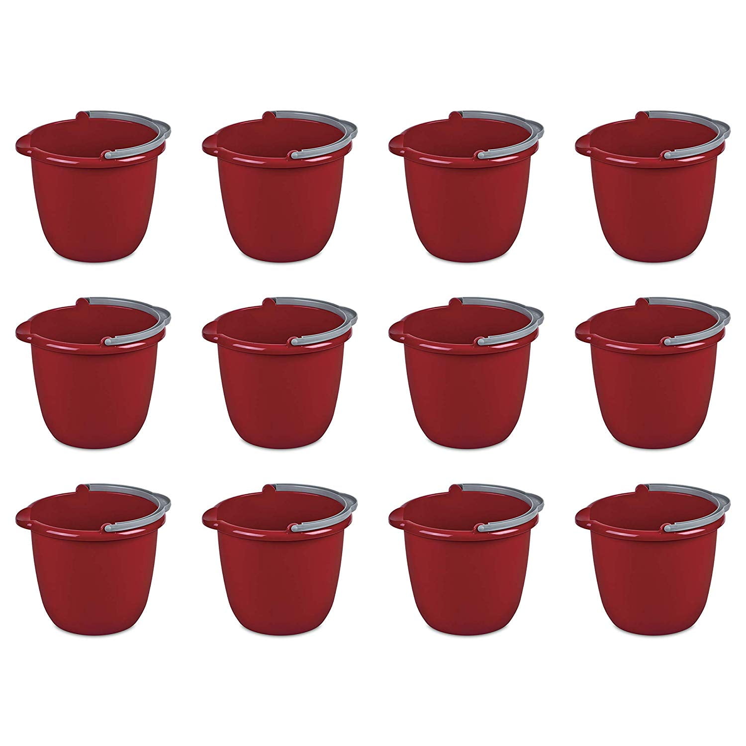 Sterilite Large 10-Qt Easy Pour Spout Pail w/ Comfy Grip Handle, Red ...