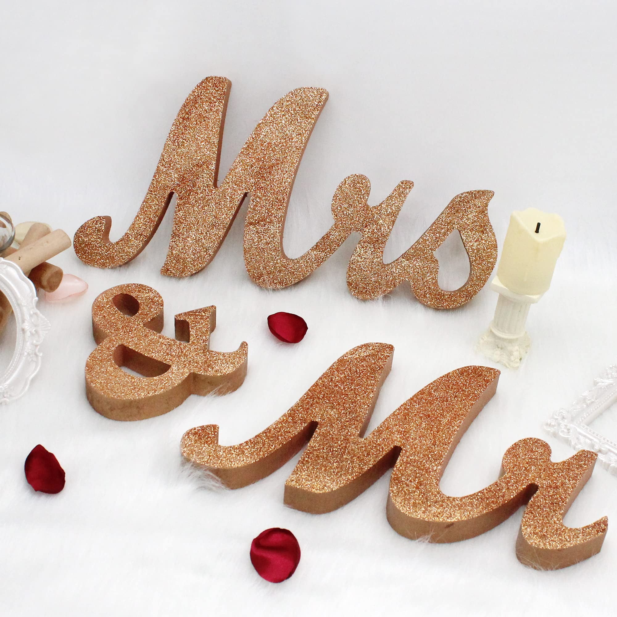 Mr and Mrs Signs Wedding Table Decorations, Wooden Freestanding Letters ...
