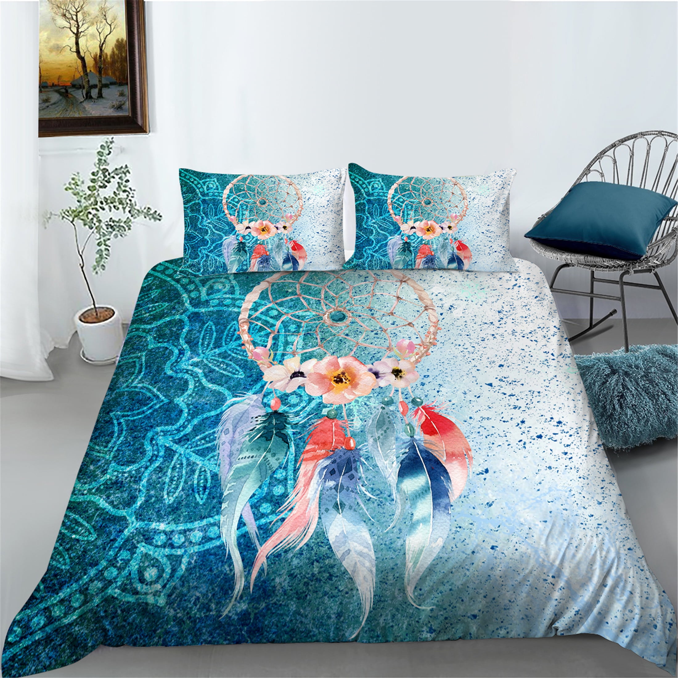 Unique Design Comforter Cover Set Blue Dream Catcher Printed Duvet ...
