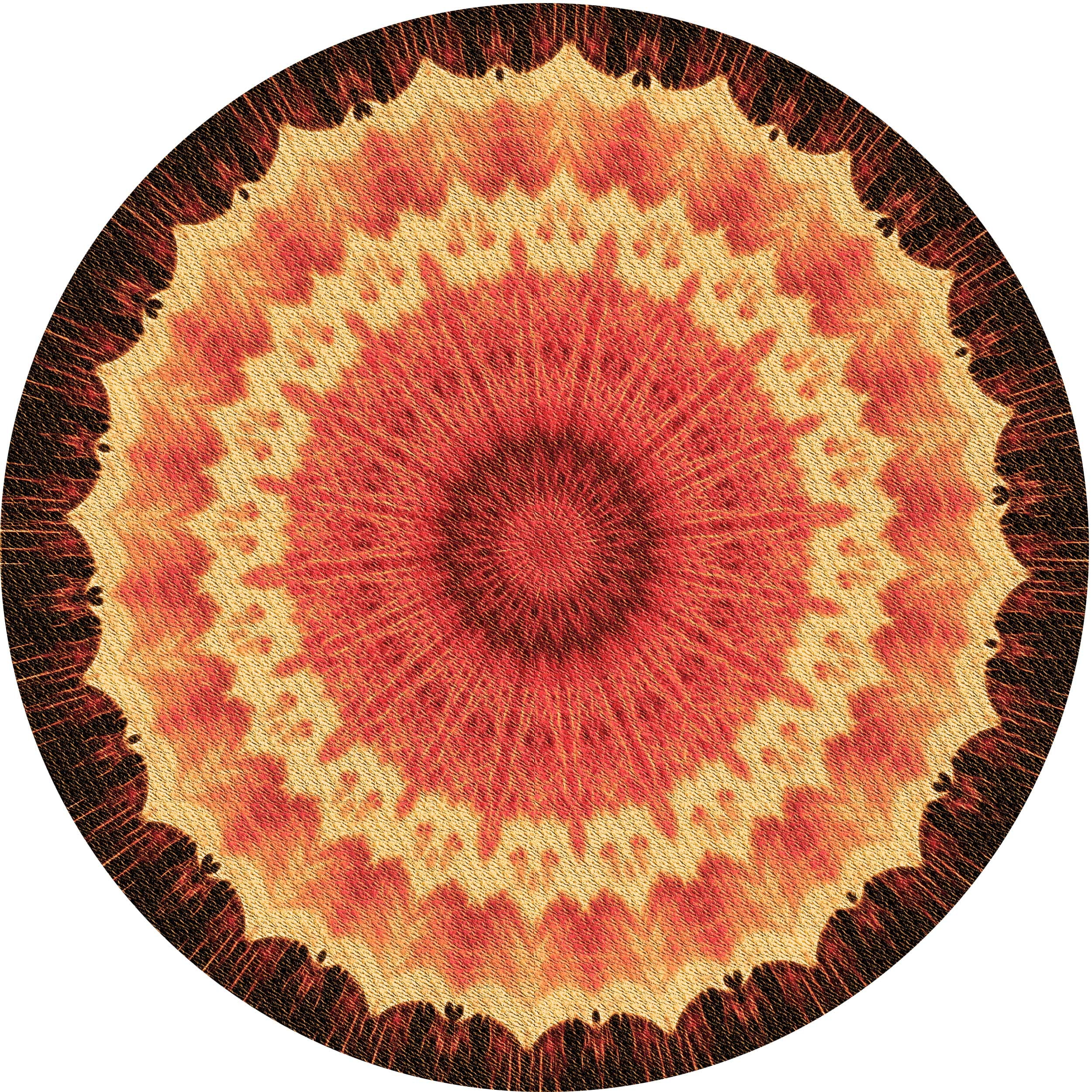 Ahgly Company Indoor Round Patterned DarkRed Area Rugs, 7' Round ...