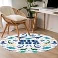 3ft Round Rug Funny Dinosaur Area Rugs for Living Room Bedroom Washable ...