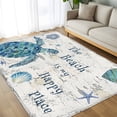 Blue Sea Turtle Washable Area Rug 8x10 Beach Happy Place Seashell ...