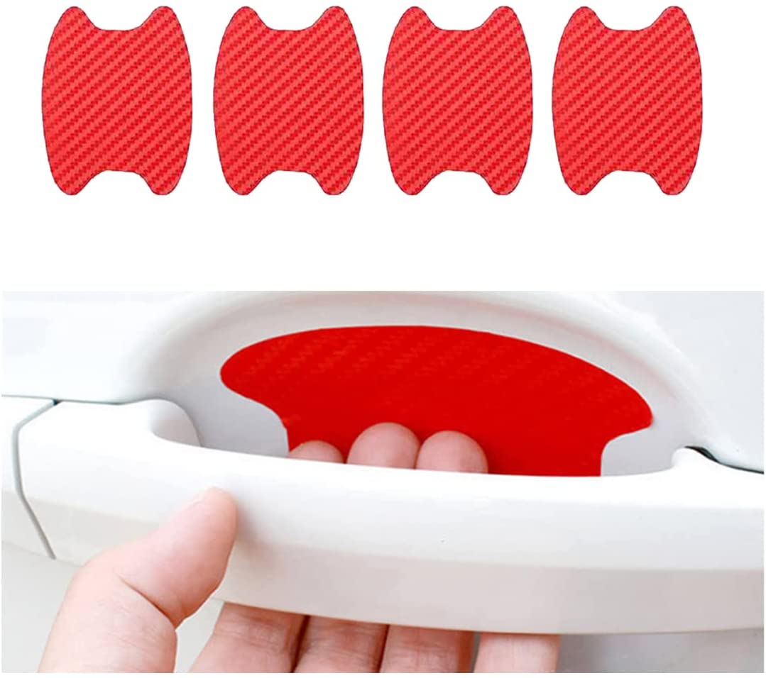 4PCS Car Door Handle Sticker, Carbon Fiber Anti-Scratches Car Door Cup ...