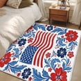 American Flag Floral Washable Area Rugs 3'x5', Flowers Leaves Botanical ...