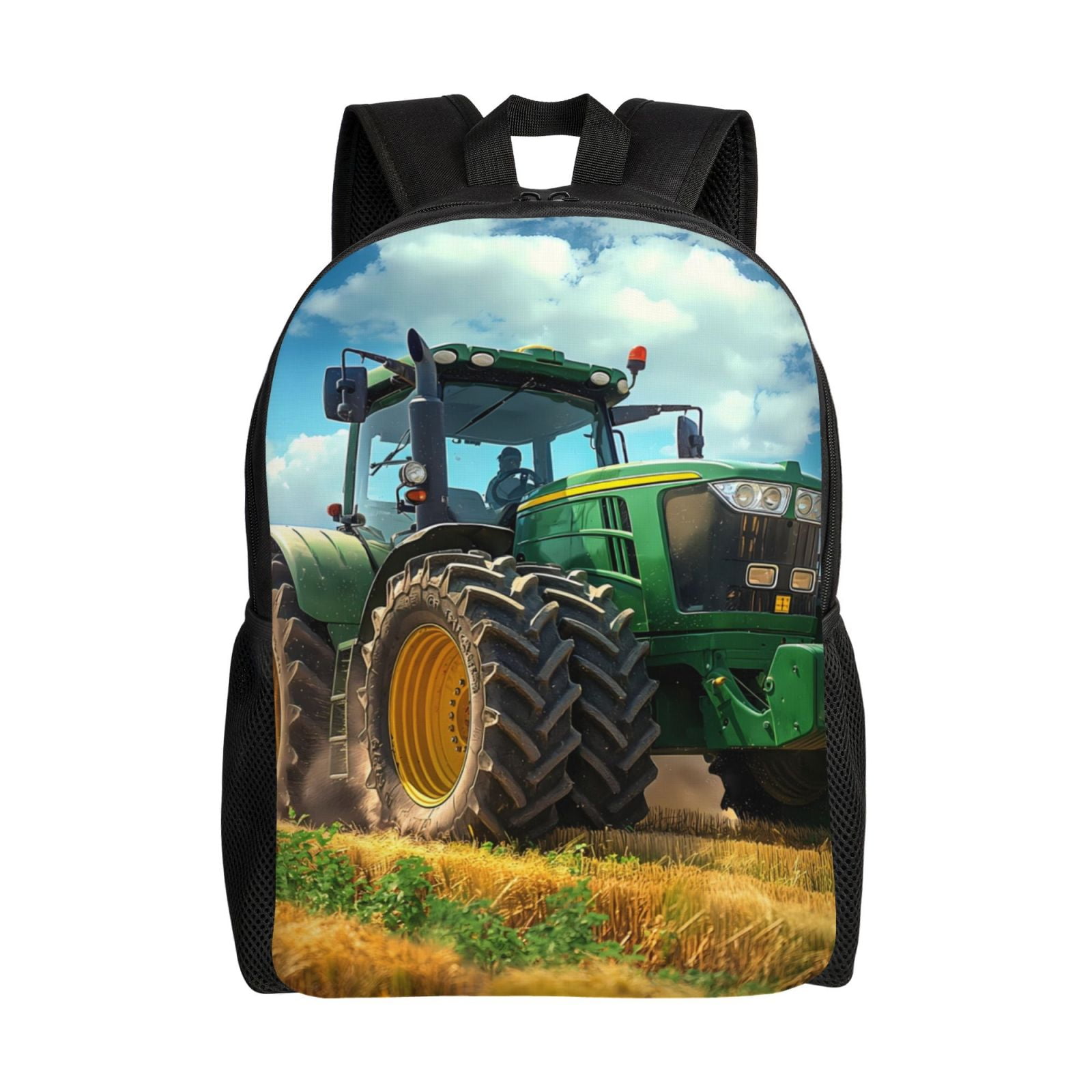 Click here for Naloa Green Tractor Field Print Backpack For Schoo... prices