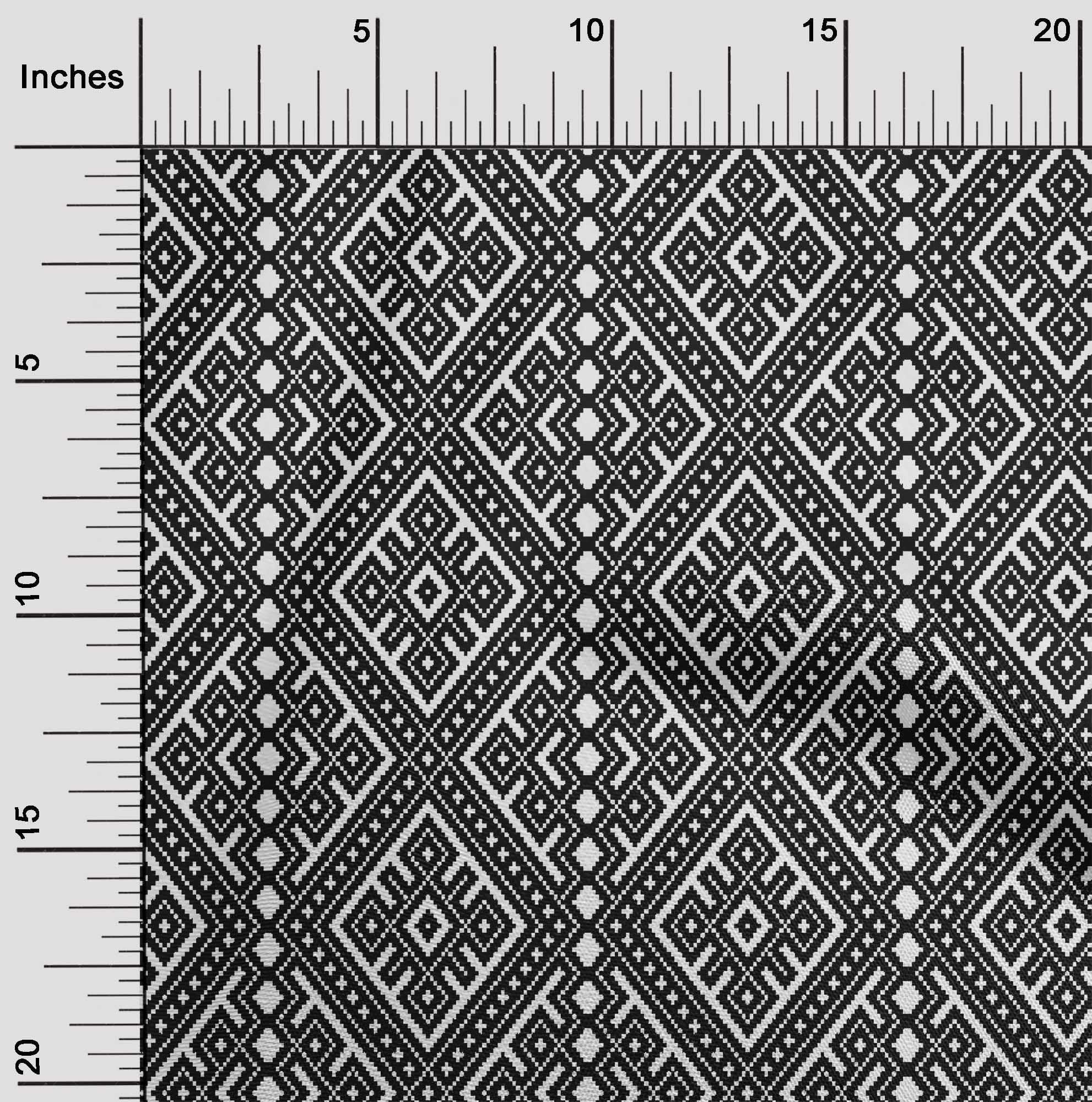 oneOone Silk Tabby Fabric Ethnic Geometric Flame Stitch Print Fabric By ...
