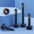 60Pcs #10 x 2 Self Drilling Screws for Metal,410 Stainless Steel Black ...