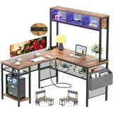 Aheaplus L Shaped Computer Desk with Shelves and Bag, Reversible Gaming ...