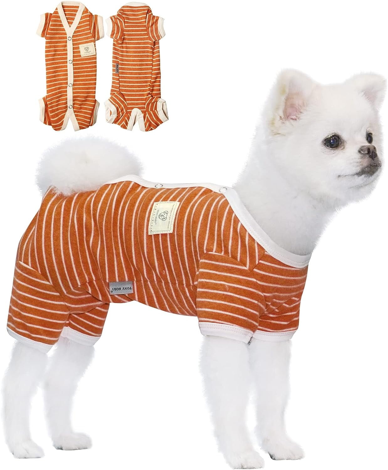 TONY HOBY Female/Male Pet Dog Pajamas Stripes 4 Legged Dog pjs Jumpsuit ...