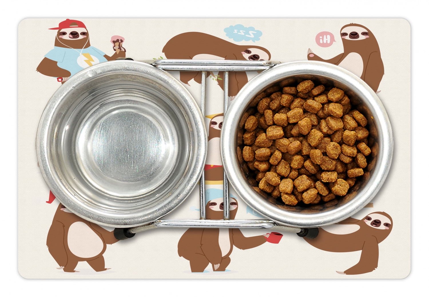 Sloth Pet Mat for Food and Water, Funny Sluggard Animal Character ...