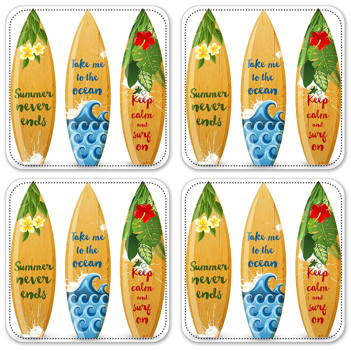 Vinyl Drink Coasters - Set of 4 - Surfboard Sayings - Walmart.com