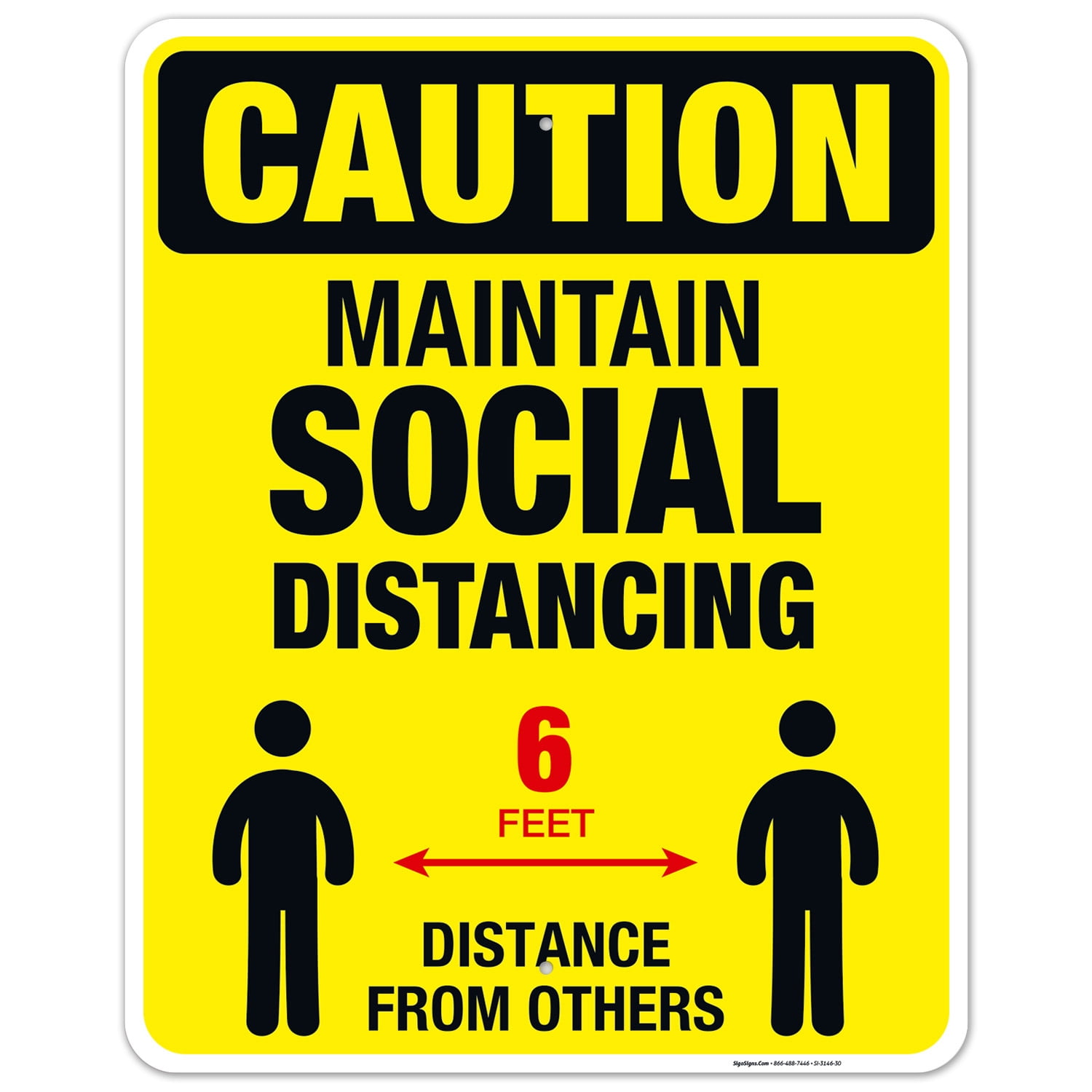 Social Distancing Sign, Maintain Social Distancing 6 Feet Apart, 24x30 ...