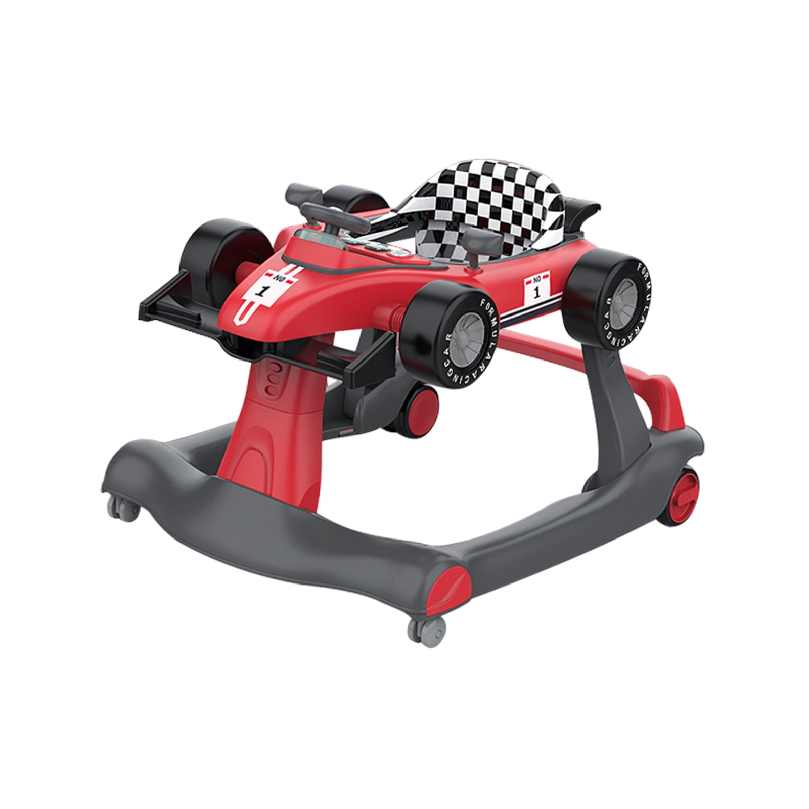 4-in-1 Baby Walker, Adjustable Height, Speed, Foldable Car Walker - Red ...