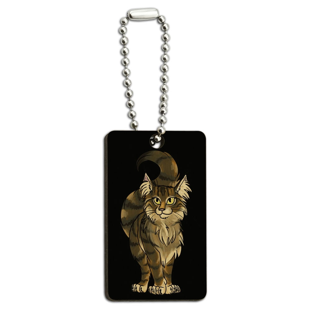 Maine Coon Cat On Black Wood Rectangle Key Chain - Walmart.com