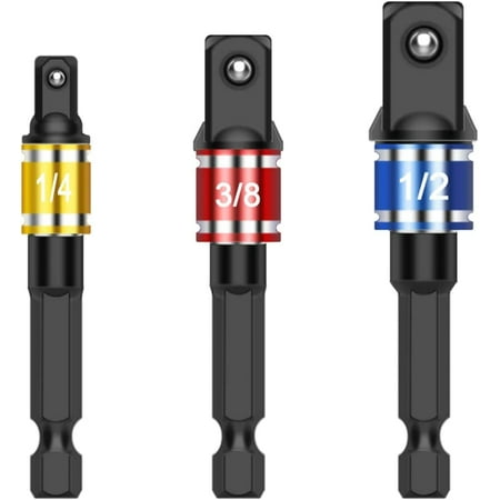 Impact Socket Adapter Extension Set 1/4" 3/8" 1/2" Turns Power Drill ...
