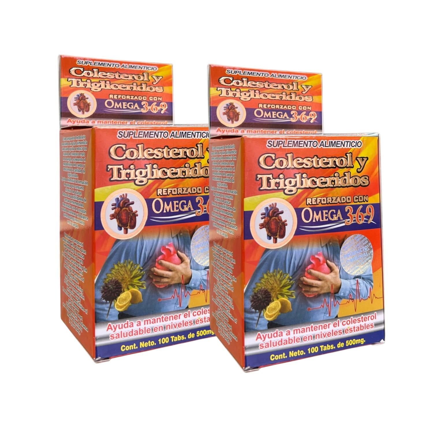 Colesterol y Triglicéridos Omega 3-6-9 100 tabletas Paquete de 2 ...