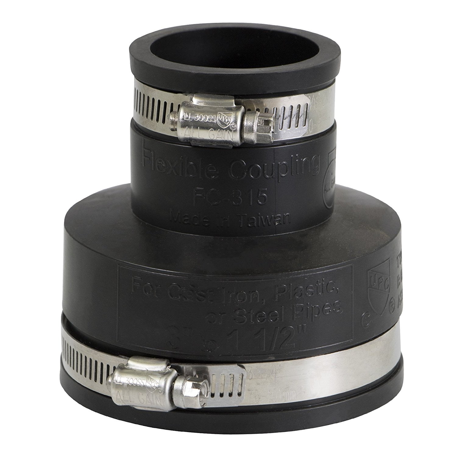 3 in. x 2 in. PVC Flexible Reducing Coupling with Stainless Steel ...