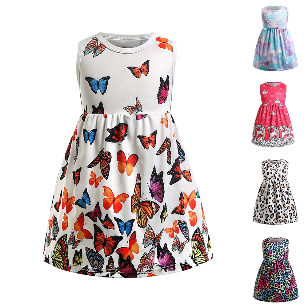 GYRATEDREAM Girl's Butterfly Sleeveless Dresses Kids One Piece Sundress ...