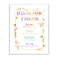 The Kids Room by Stupell Lessons From A Unicorn Rainbow Gold Kids ...