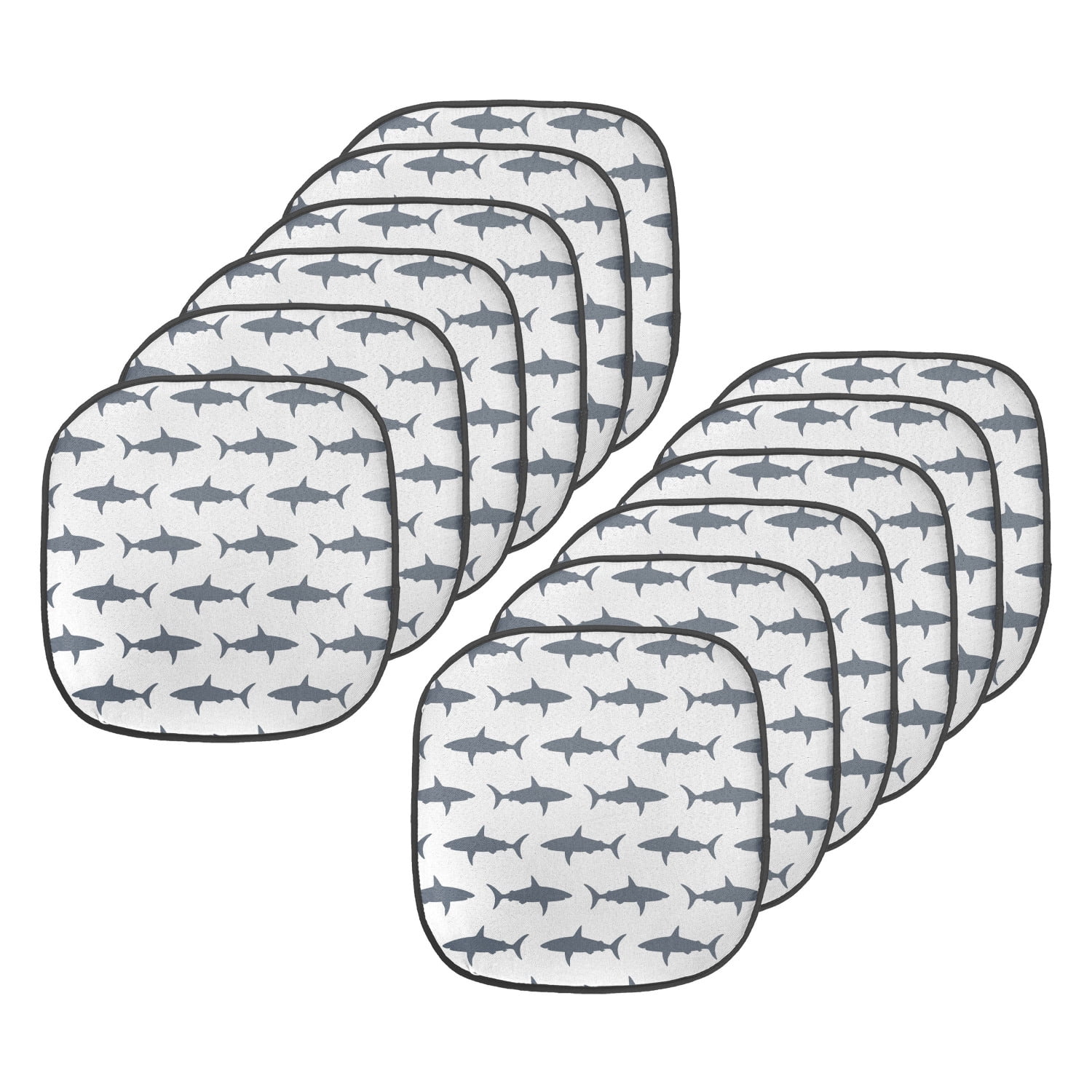 Sea Animals Chair Seating Cushion Set of 12, Sharks Swimming Horizontal ...