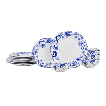 222 Fifth Adelaide Blue Toile 16-Piece Porcelain Dinnerware Collection ...