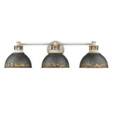 Rustic 3-Light Vanity Light in Antique Black Iron with Aged Galvanized ...