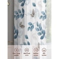 Blue Gray Sheer Curtains 54 inches Long, Eucalyptus Leaves White ...