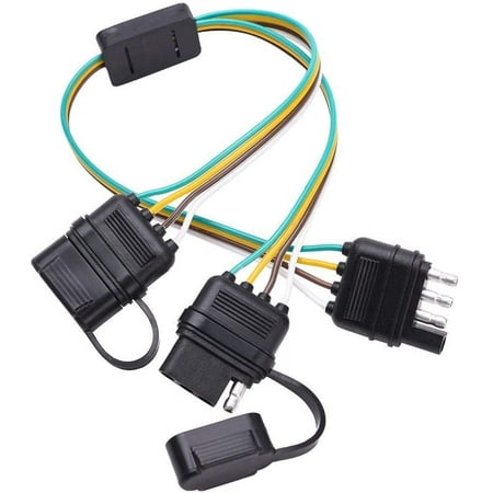 GTP Flat 4 Pin Y-Splitter Adapter Trailer Extension Harness Connector ...