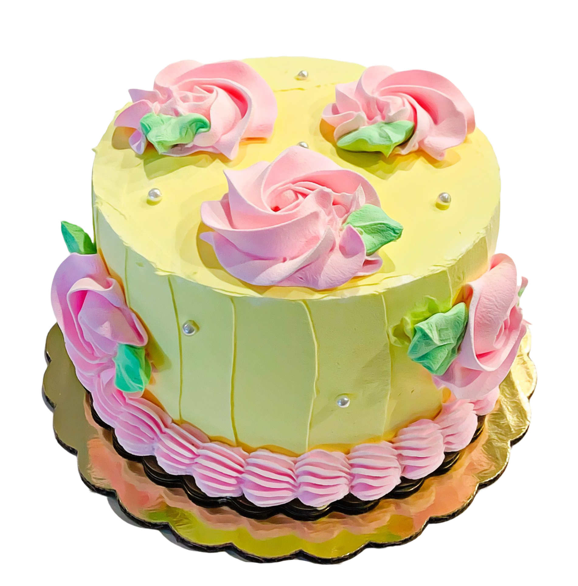 DEZICAKES Fake Cake Yellow and Pink Cake Prop Decoration Dezicakes ...