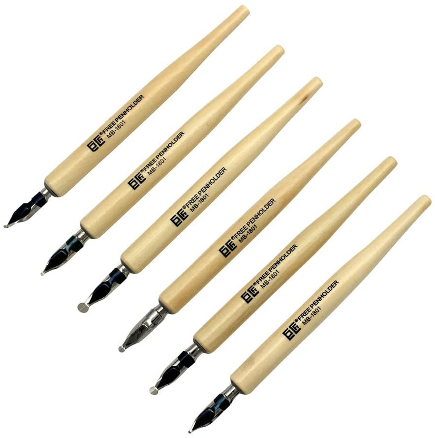 Comic Dip Pen Set, 6 Wooden Pen Handler Artist Cartoon Pen Set ...