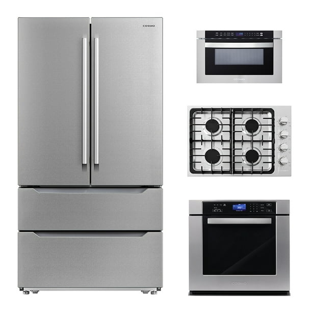 4 Piece Kitchen Package 30" Gas Cooktop 30" Single Electric Wall Oven ...