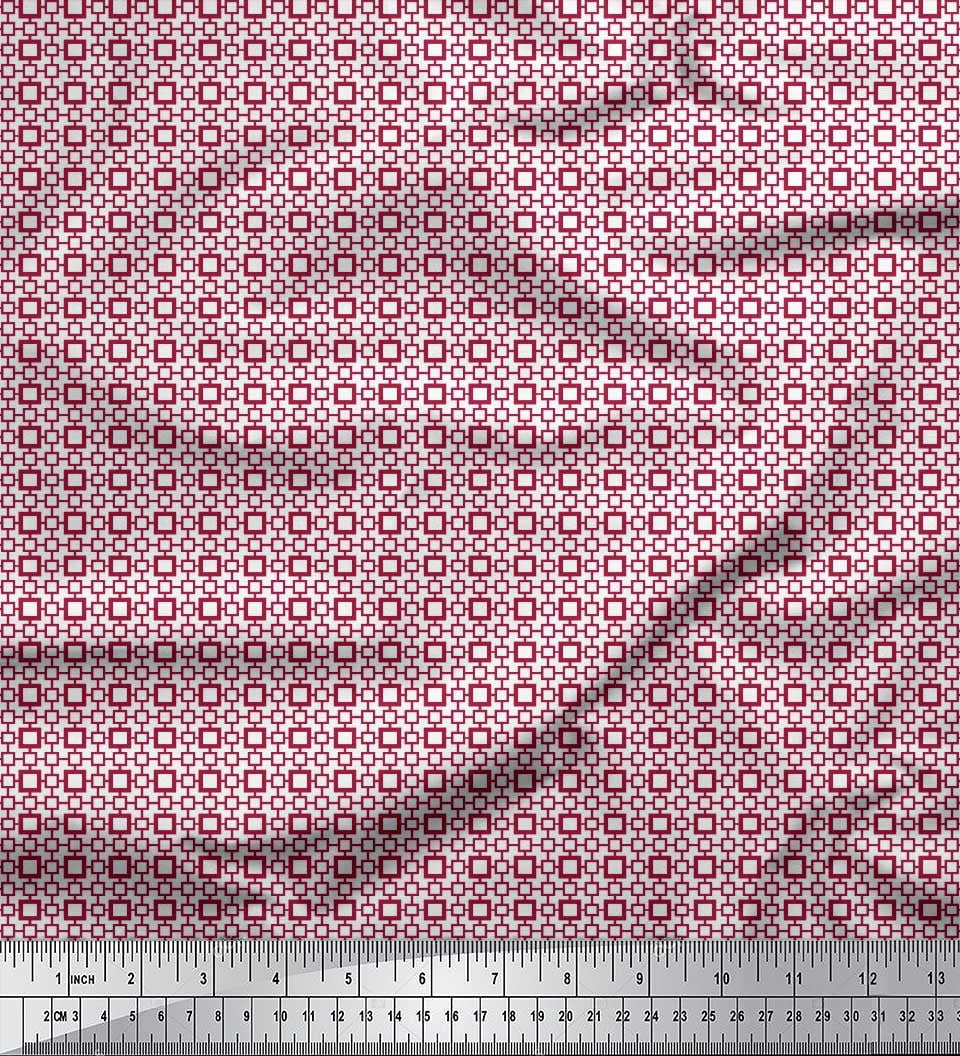 Soimoi Satin Silk Fabric Geometric Small Print Fabric by Yard 42 Inch ...
