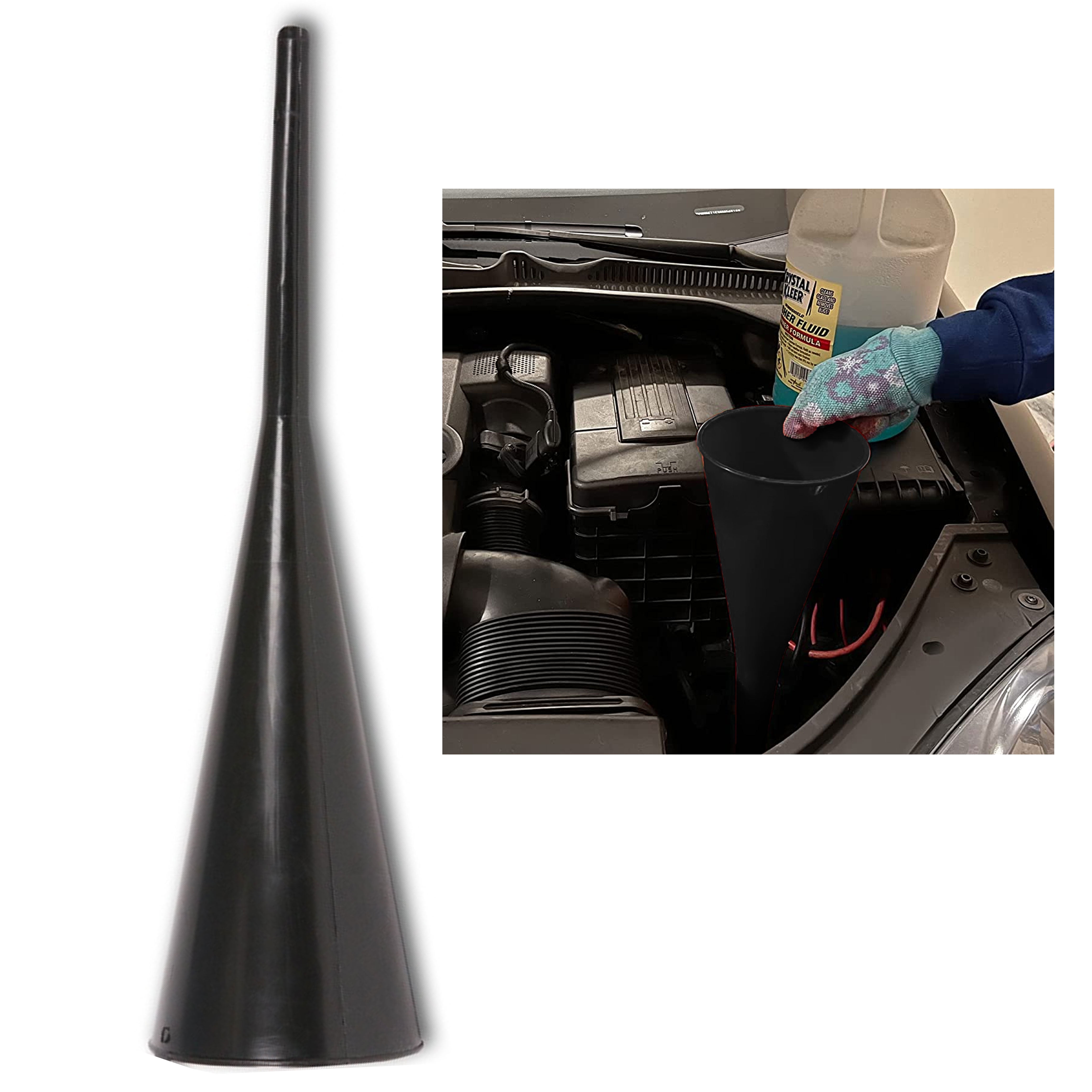 18" Long Neck Funnel Transmission Filler Engine Oil Liquid Fluid Fuel 4 ...