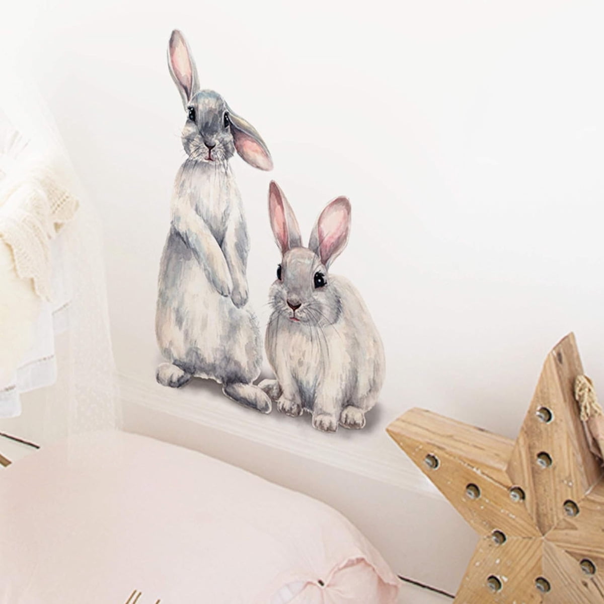Pegatinas de pared de animales de conejos bonitos y realistas ...