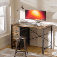 32 Inch Vintage Casual Computer Desk with 4 Fabric-Covered Drawers ...