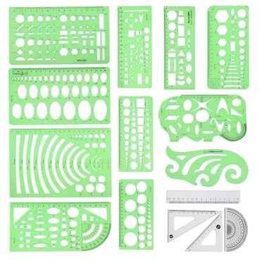 11 pcs Geometric Drawing Template Measuring Ruler, Drafting Tools ...